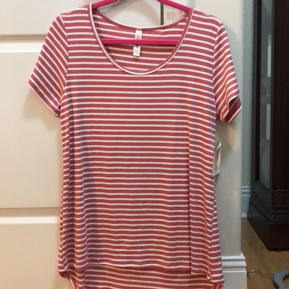 LuLaRoe | Tops | Nwt Lularoe Pink Striped Classic T Shirt | Poshmark